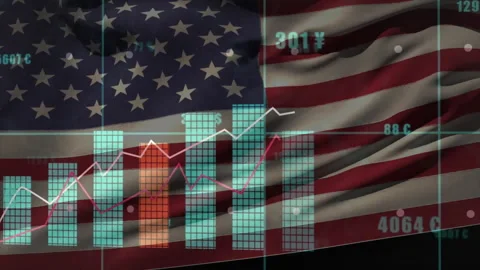 Flag waving initiating grid overlay appe... | Stock Video | Pond5