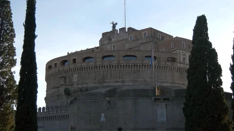 Flag waving on the Mausoleum of Hadrian ... | Stock Video | Pond5