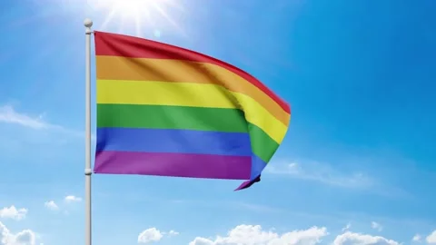 Flag waving render Gay Pride Flag blue s... | Stock Video | Pond5