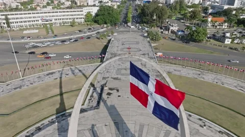 Flag waving in the wind on triumphal arc... | Stock Video | Pond5