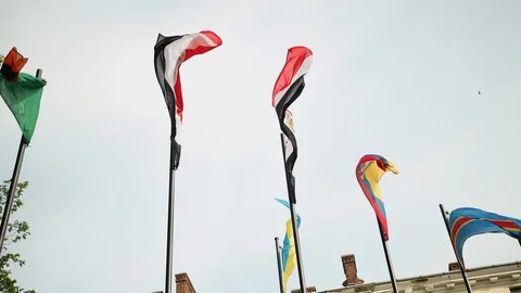 Flags of the different countries on a ba... | Stock Video | Pond5