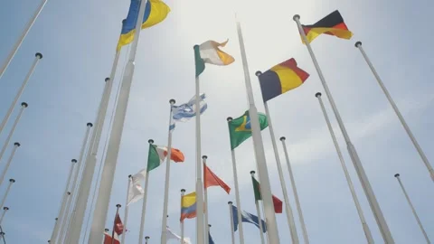 Flags of different countries fluttering ... | Stock Video | Pond5