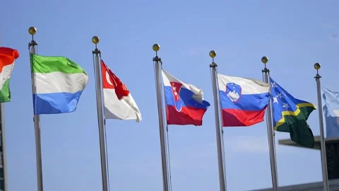 Flags of different nations at United Nat... | Stock Video | Pond5