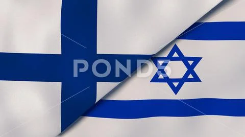 The flags of Finland and Israel. News, reportage, business background ...