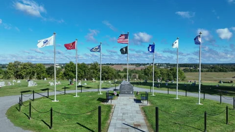 Flags Flying at Cemetery | Stock Video | Pond5