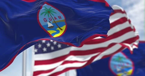 Flags of Guam waving in the wind with th... | Stock Video | Pond5