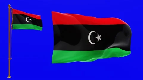 Flags of Libya with Green Screen Chroma ... | Stock Video | Pond5