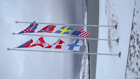 Flags of many nations waving together in... | Stock Video | Pond5