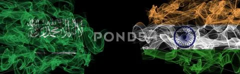 Flags of Saudi Arabia and India on Black background, Saudi Arabia vs ...