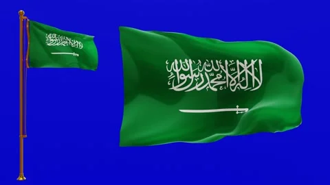 Flags of Saudi Arabia with Green Screen ... | Stock Video | Pond5