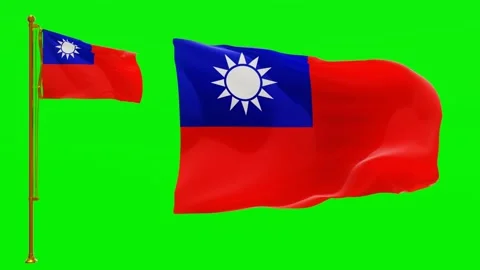 Flags of Taiwan with Green Screen Chroma... | Stock Video | Pond5