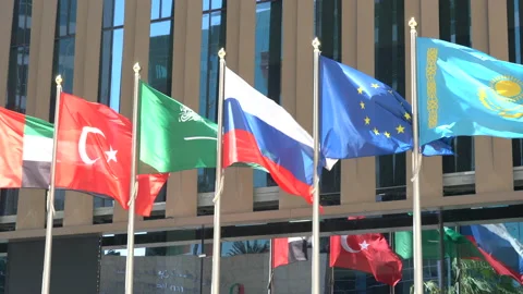 Flags of UAE Turkey Said Arabia Russia E... | Stock Video | Pond5