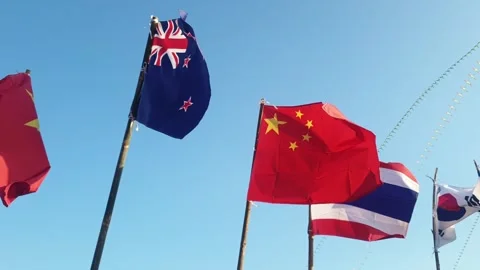 Flags of various countries flutter at th... | Stock Video | Pond5