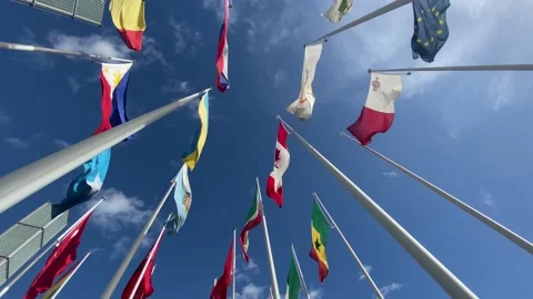 Flags of the World waving in the wind. o... | Stock Video | Pond5