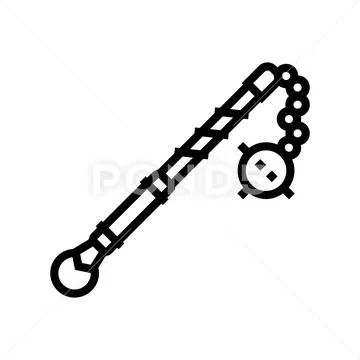 Flail medieval weapon line icon vector illustration: Graphic #180665281