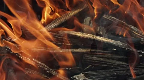 Flames of the fire. Burning fire. In the... | Stock Video | Pond5