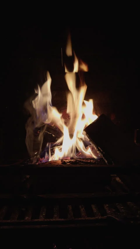 Flames of Log Fire, Vertical Format Vid... | Stock Video | Pond5