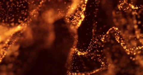 flaming gold gradation particle wave bac... | Stock Video | Pond5