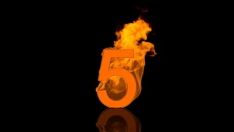 Flaming Number Five Centred on Black Bac... | Stock Video | Pond5