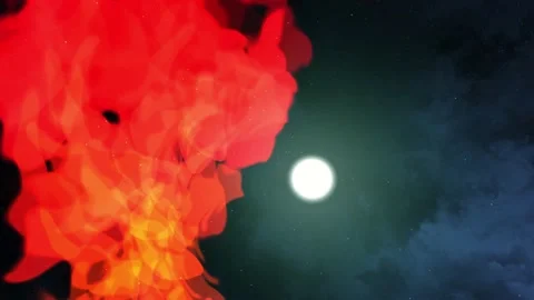 Flaming Red Fire Burning With Moon Night... | Stock Video | Pond5