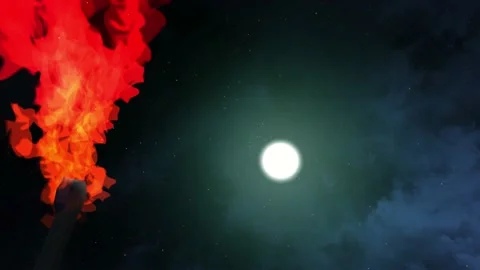 Flaming Torch Burning With Moon Night Sk... | Stock Video | Pond5