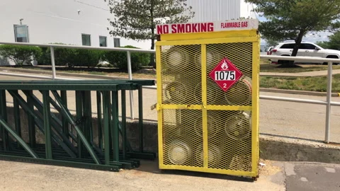 Flammable Propane Tanks stored in Locked... | Stock Video | Pond5