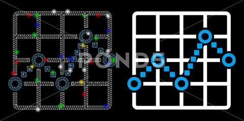 Flare Mesh Network Line Plot Icon with Flare Spots ~ Clip Art #122133771