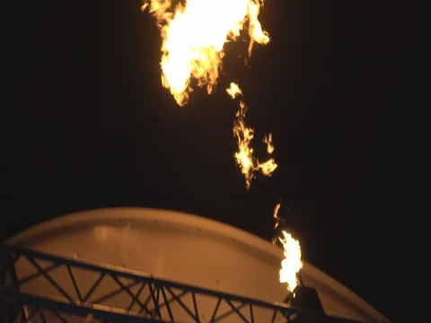 Flash fire lights perfomance at stage on... | Stock Video | Pond5