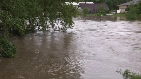 Flash flooding after severe thunderstorm... | Stock Video | Pond5
