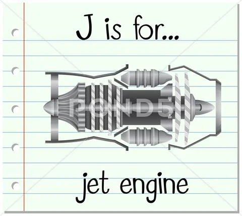Flashcard letter J is for jet engine ~ Clip Art #61256819