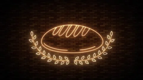 Flashing Bread Bun Neon Light Animation | Stock Video | Pond5