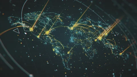 Flashing highlighted World map | Stock Video | Pond5