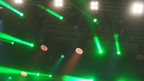 Flashing light beams from stage lights o... | Stock Video | Pond5