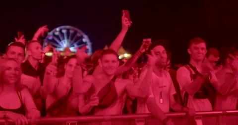 Flashing lights audience music festival.... | Stock Video | Pond5