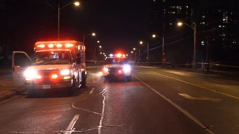 Flashing lights on emergency vehicles of... | Stock Video | Pond5