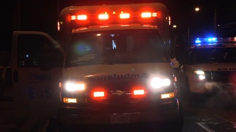 Flashing lights on emergency vehicles of... | Stock Video | Pond5