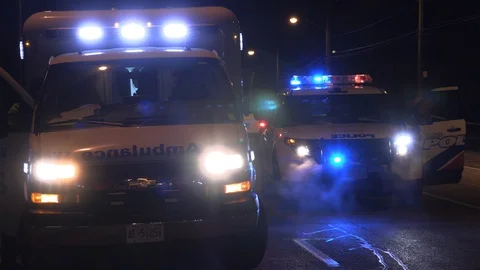 Flashing lights on emergency vehicles of... | Stock Video | Pond5