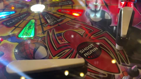 Flashing lights on pinball machine of Sp... | Stock Video | Pond5