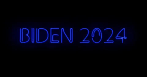 Flashing neon BIDEN 2024 blue color sign... | Stock Video | Pond5