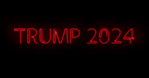 Flashing neon red TRUMP 2024 color sign ... | Stock Video | Pond5