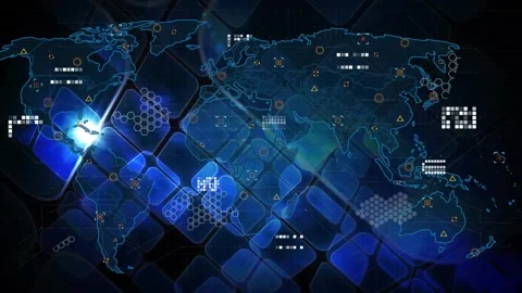 Flashing tile starting world map expandi... | Stock Video | Pond5