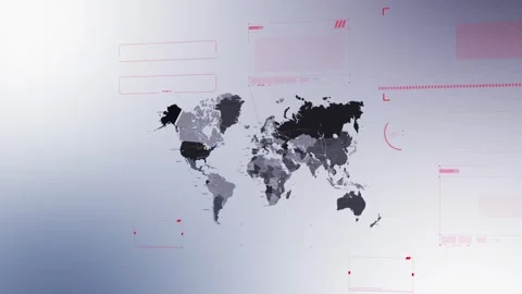 Flashing world map on HUD interface with... | Stock Video | Pond5