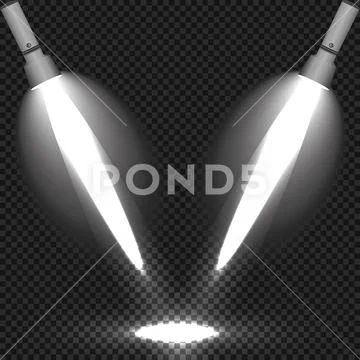 Flashlight and a ray of light in the dark on a transparent background ...