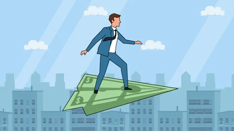 Flat cartoon businessman character flyin... | Stock Video | Pond5