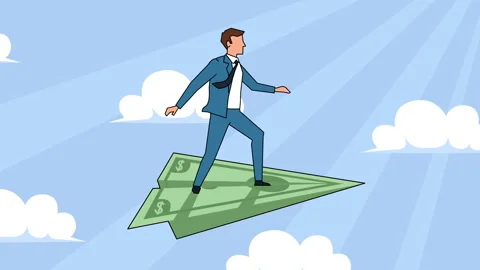 Flat cartoon businessman character flyin... | Stock Video | Pond5