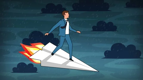 Flat cartoon businessman character flyin... | Stock Video | Pond5