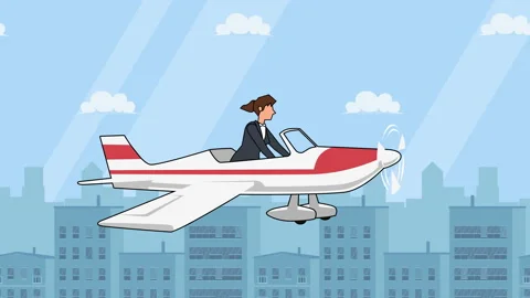 Flat cartoon businesswoman character fly... | Stock Video | Pond5