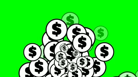 Flat cartoon dollar sign animation on gr... | Stock Video | Pond5