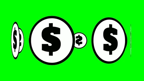 Flat cartoon dollar sign animation on gr... | Stock Video | Pond5