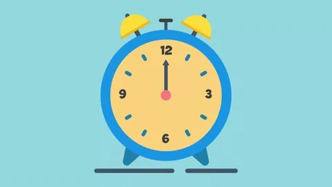 Flat clock animation. A clock on the wall. Cartoon clock alarm. ~ After ...